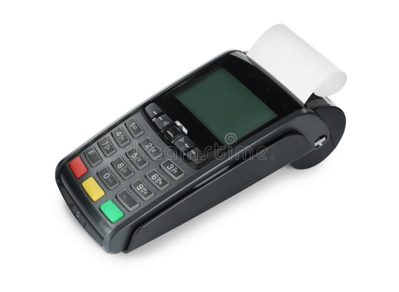 New Modern Payment Terminal Isolated on White Stock Image - Image of ...