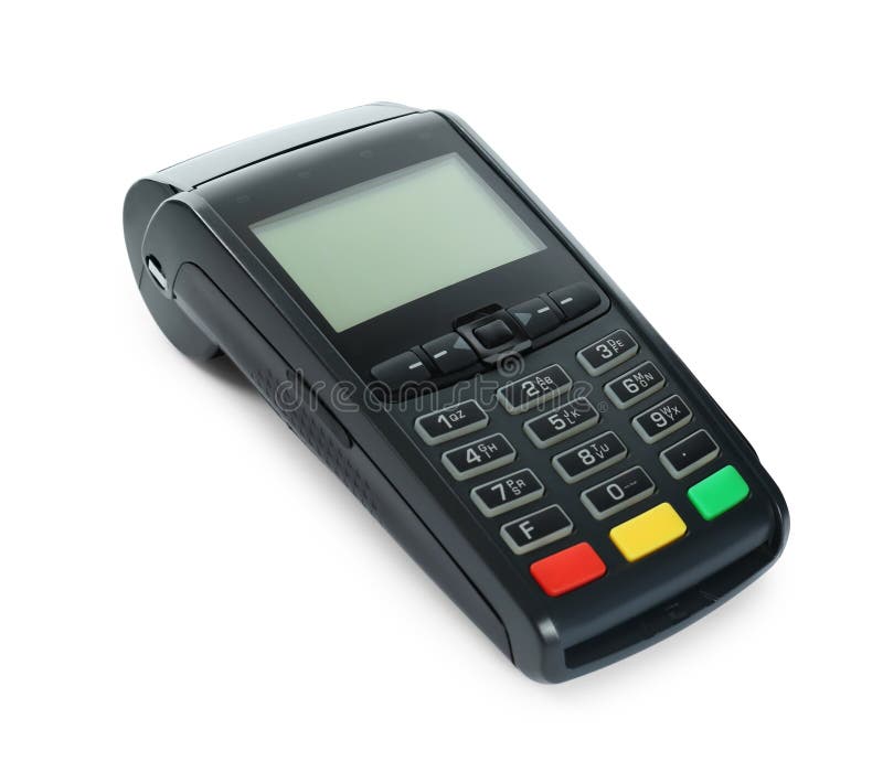 New Modern Payment Terminal Isolated on White Stock Photo - Image of ...