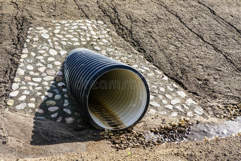 A New Modern Plastic Culvert Under the Highway Stock Image - Image of ...