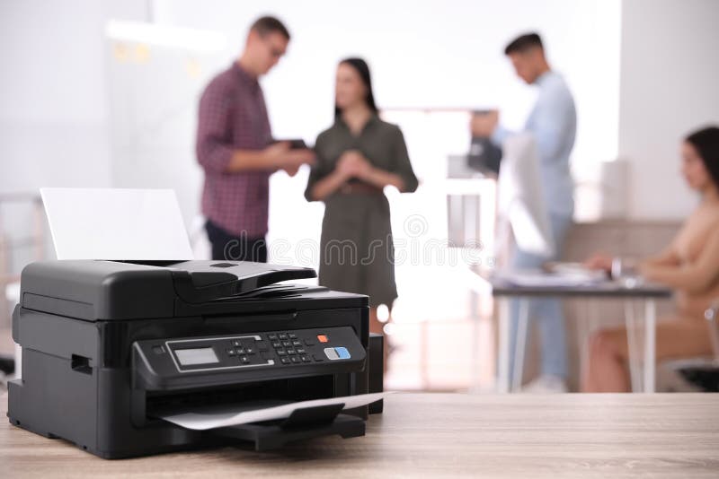 New Modern Printer on Table in Office. Space for Text Stock Image ...