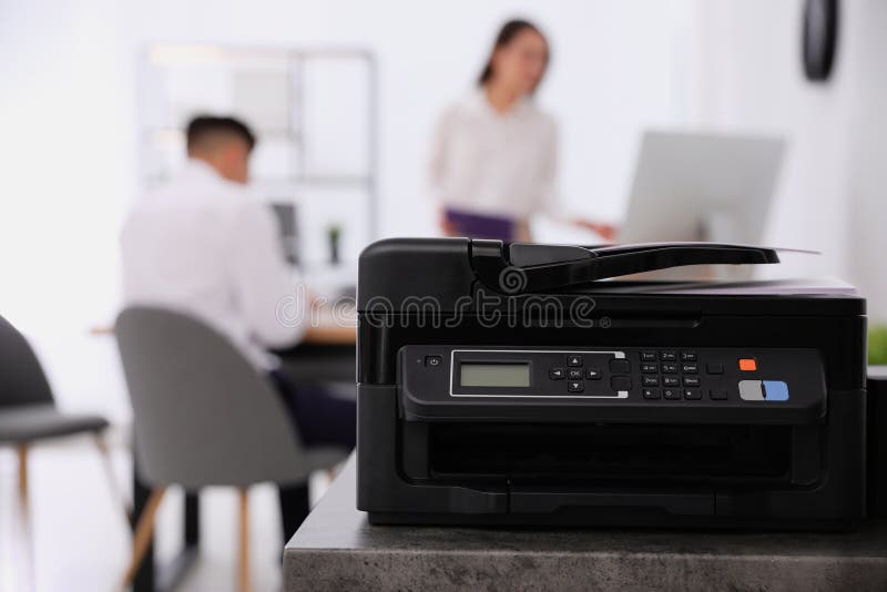 New Modern Printer on Table in Office. Space for Text Stock Image ...