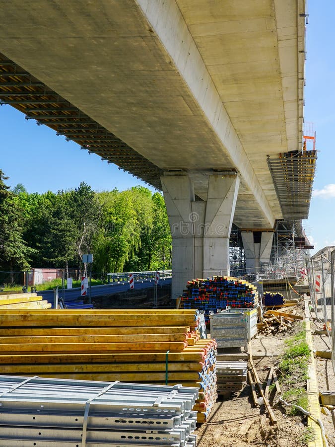 New Modern Road Overpass Bridge Construction Site with Lots of ...