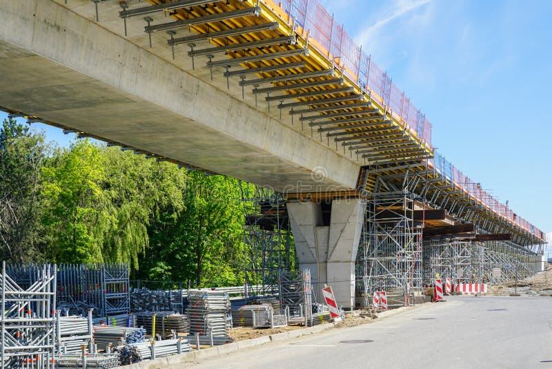 New Modern Road Overpass Bridge Construction Site with Lots of ...