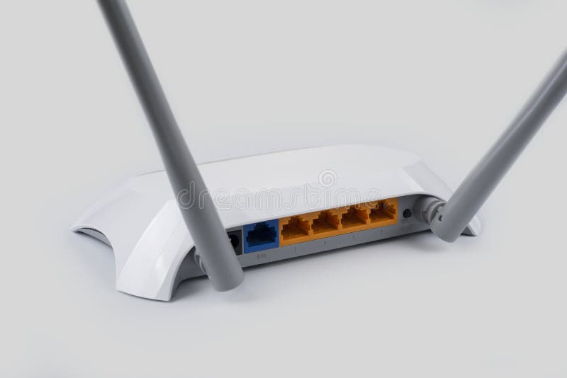 Modern Router and Laptop on Wooden Table, Flat Lay Stock Image - Image ...