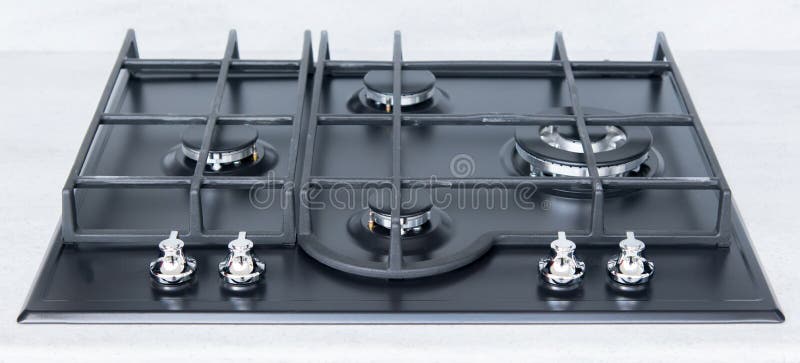 New and Modern Shining Metal Gas Cooker Stock Image - Image of builtin ...