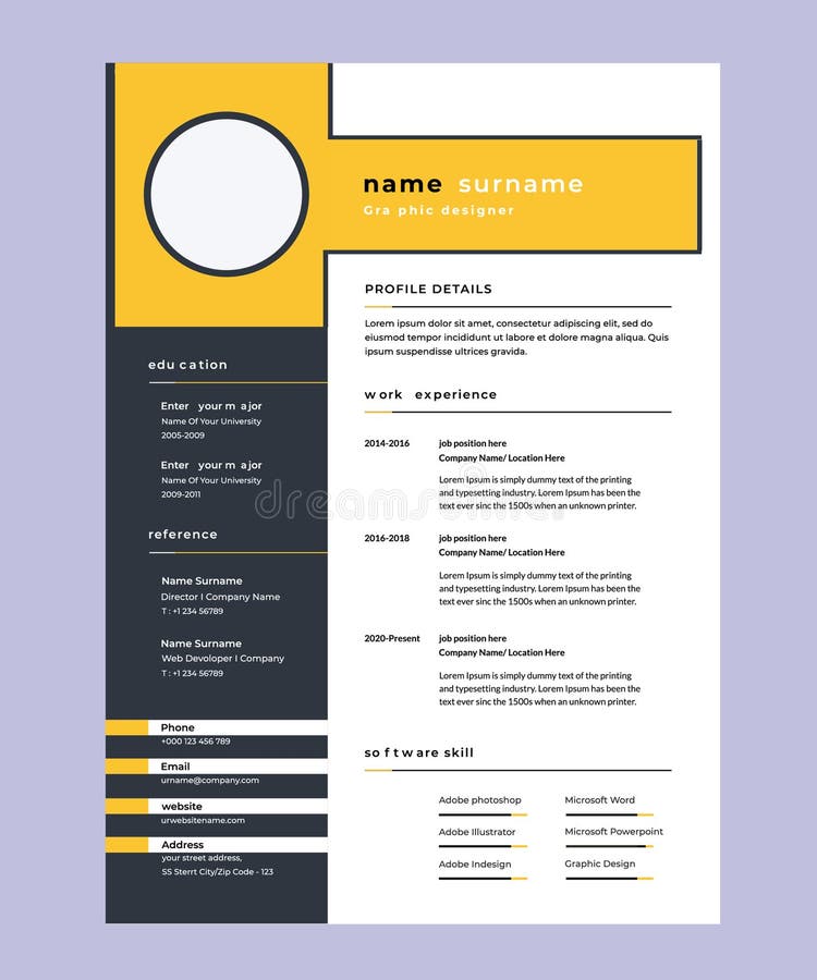 New Modern Simple Template for Curriculum Stock Vector - Illustration ...