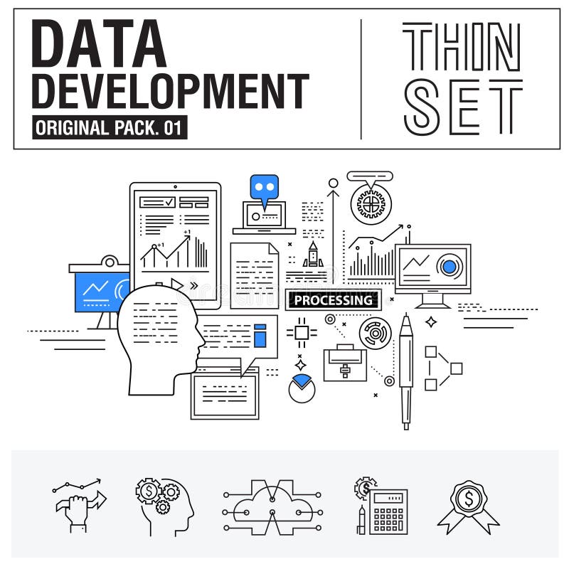 New Modern Thin Line Icons Set Development Data Analysis Stock ...