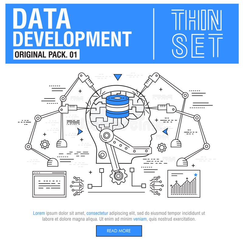 New Modern Thin Line Icons Set Development Data Analysis Stock ...