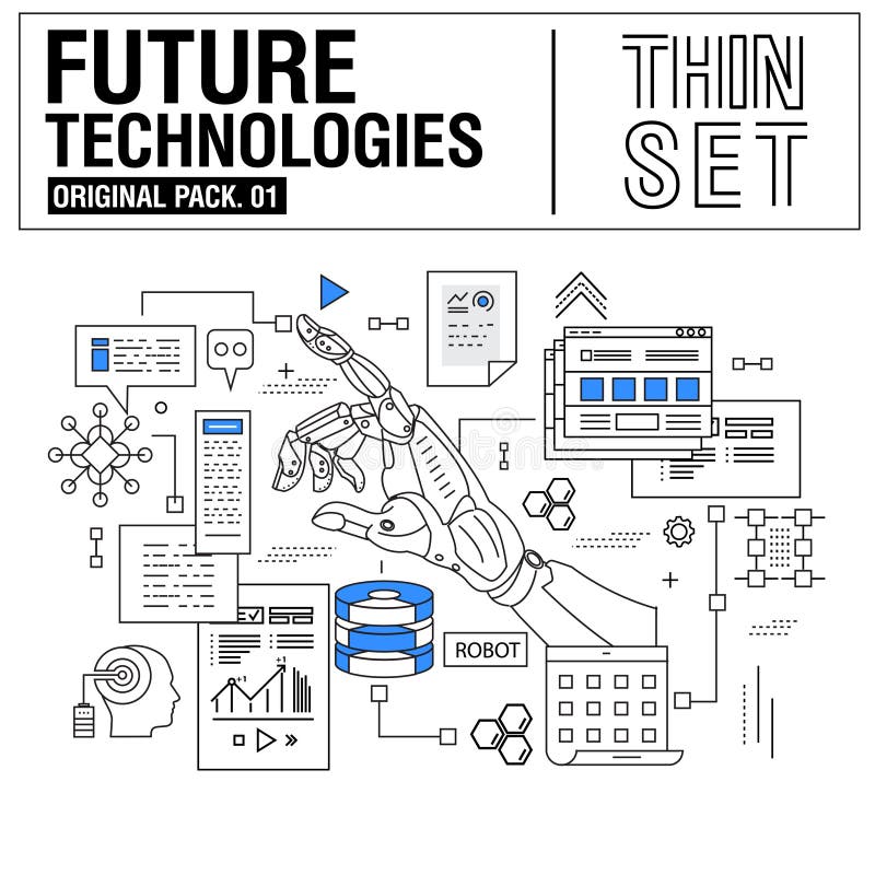 New Modern Thin Line Icons Set Technology of Future Stock Illustration ...