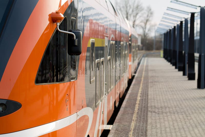 New Modern Train without Anybody Standing at the Platform Stock Image ...
