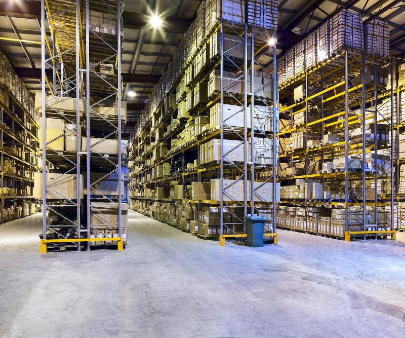 New and modern warehouse stock image. Image of distribution - 35158623