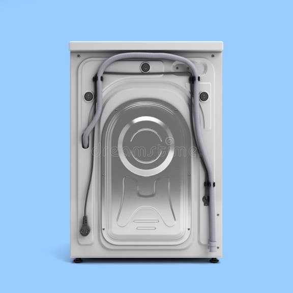 New Modern Washing Machine Back View 3D Render on Blue Stock ...