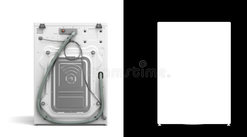 New Modern Washing Machine Back View 3d Render on White with Alpha ...
