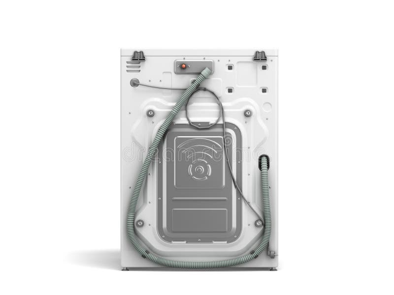 New Modern Washing Machine Back View 3d Render on White Stock ...