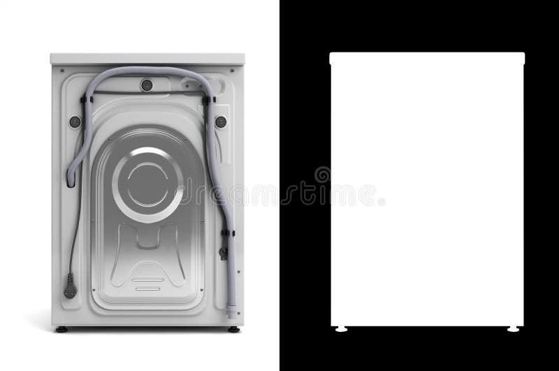 New Modern Washing Machine Back View 3D Render on White with Alpha ...