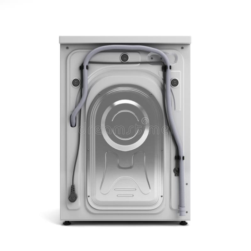 New Modern Washing Machine Back View 3D Render on White Stock ...