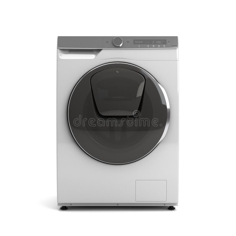 New Modern Washing Machine Front View 3D Render on White Stock ...