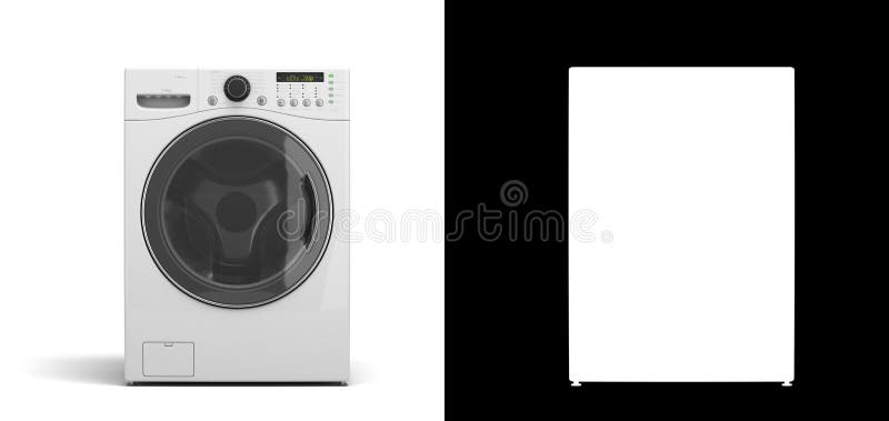 New Modern Washing Machine Front View 3d Render on White with Alpha ...
