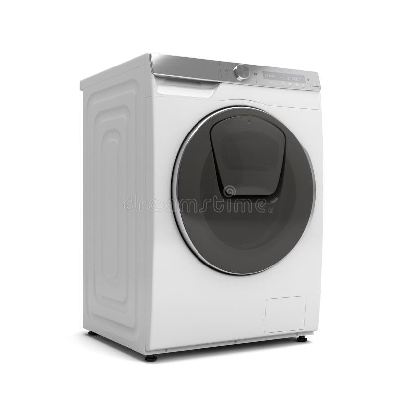 New Modern Washing Machine Perspective View 3D Render on White Stock ...