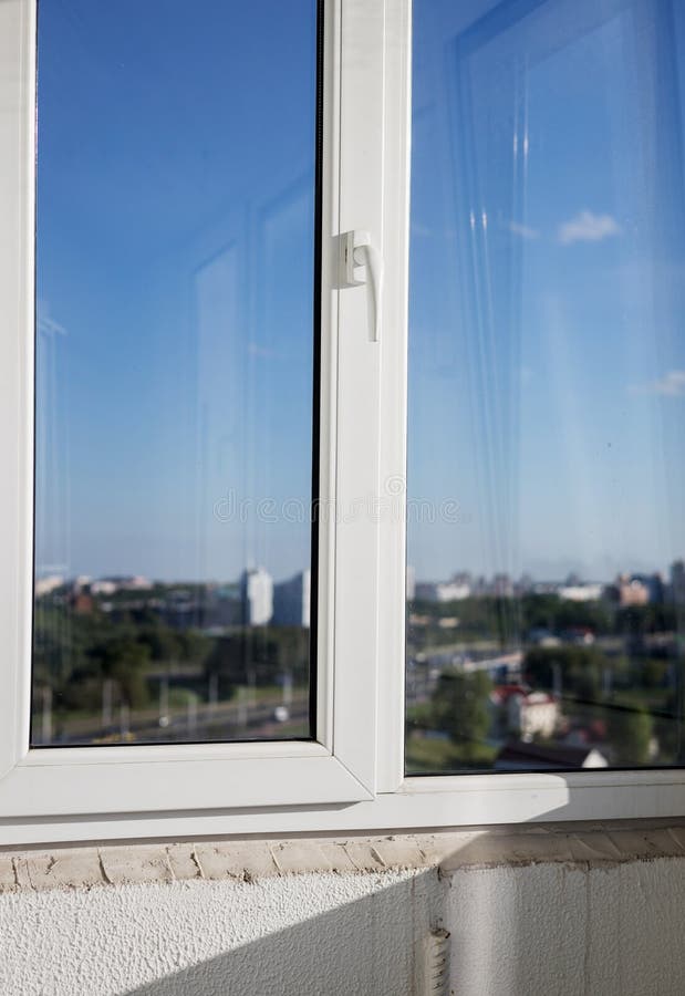 New Modern White Plastic Pvc Window Stock Image - Image of interior ...