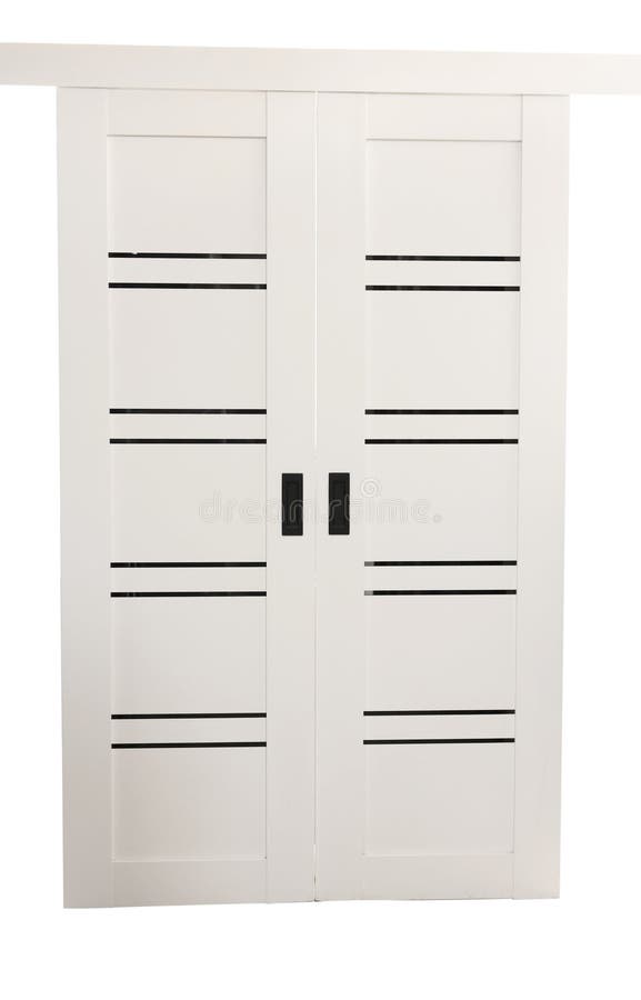 New Modern White Wooden Doors in Store Stock Photo - Image of factory ...