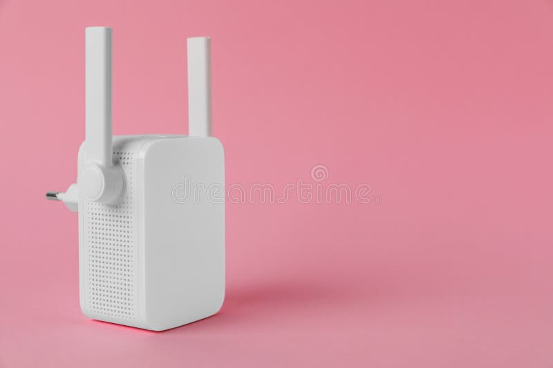 New Modern Wi-Fi Repeater on Pink Background, Space for Text Stock ...