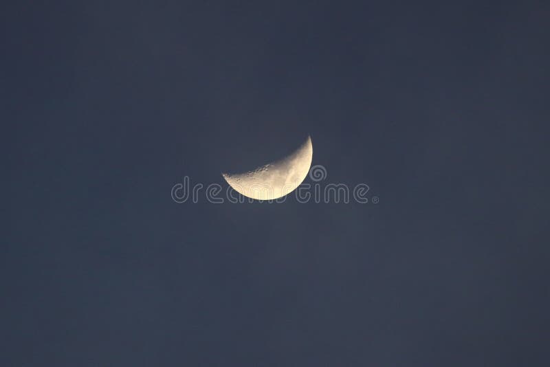 New Moon or Crescent Moon Up Close in a Dark Blue Night Sky Stock Image ...