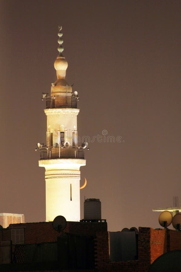 New Moon or Crescent with Old Mosque Stock Image - Image of pray, roofs ...