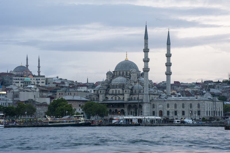 New Mosque (Yeni Cami) in Cloudy Evening in Istanbul Stock Image ...