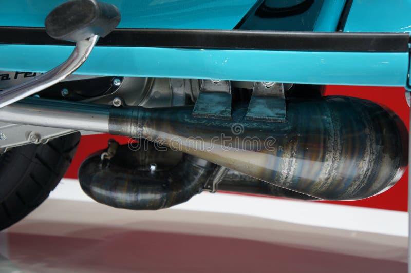 New Motorcycle Exhaust Pipe , 2 Stroke Engine Stock Photo - Image of ...