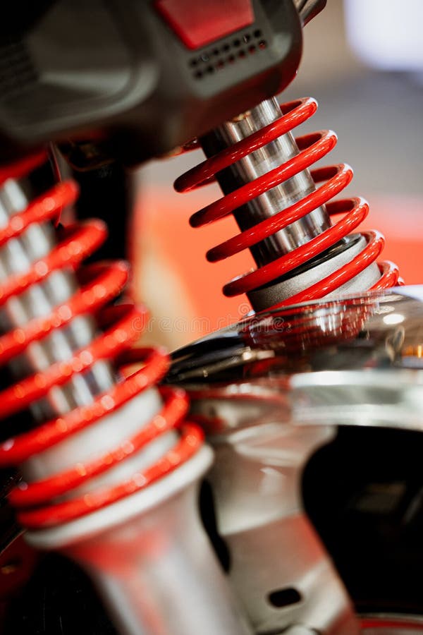 New Motorcycle Red Front Suspension Stock Photo - Image of tool, bike ...