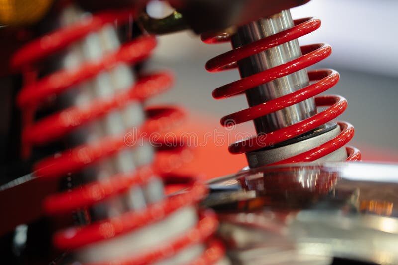 New Motorcycle Red Front Suspension Stock Photo - Image of cushion ...