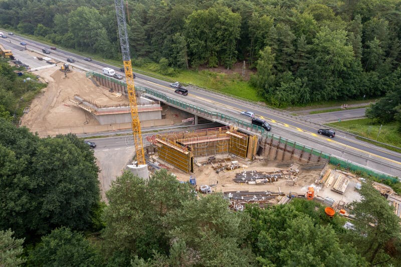 A New Motorway Bridge is Being Built Next To a Motorway Stock Image ...