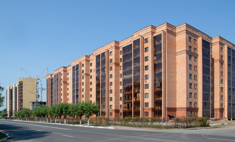 New Multi-storey Brick House Stock Image - Image of blue, house: 187708343