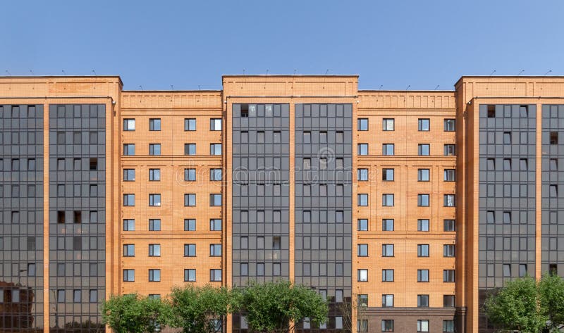 New Multi-storey Brick House Stock Image - Image of brick, street ...