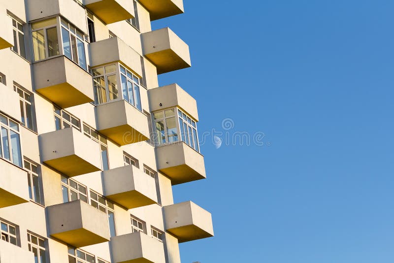 Multi-storey Residential Building Against a Cloudy Sky. Stock Image ...