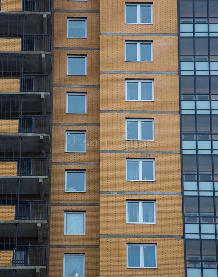 New Multi Houses Built of Brick, and Multiple Windows Stock Image ...