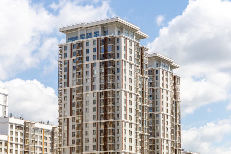 New Multi-storey Residential Buildings Against Background of Beautiful ...