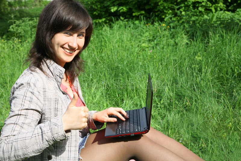 New netbook stock image. Image of adult, play, grass - 19610155