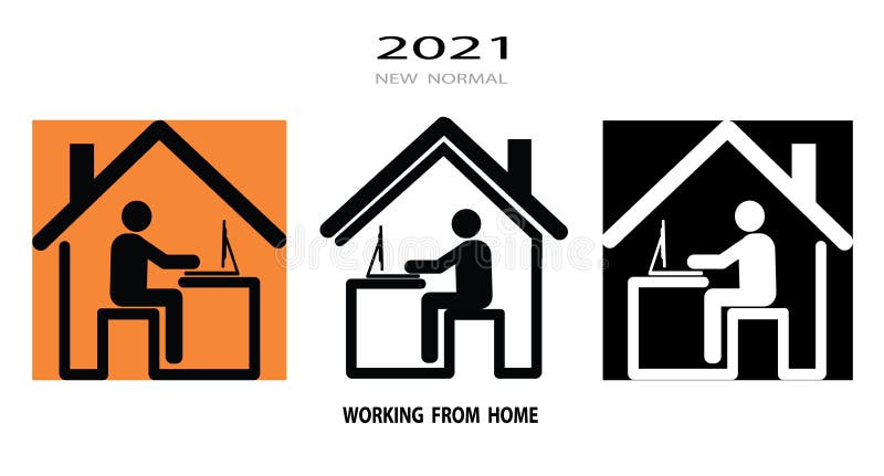 2021 New Normal Concept. Set of Flat Design for Work from Home Icon ...
