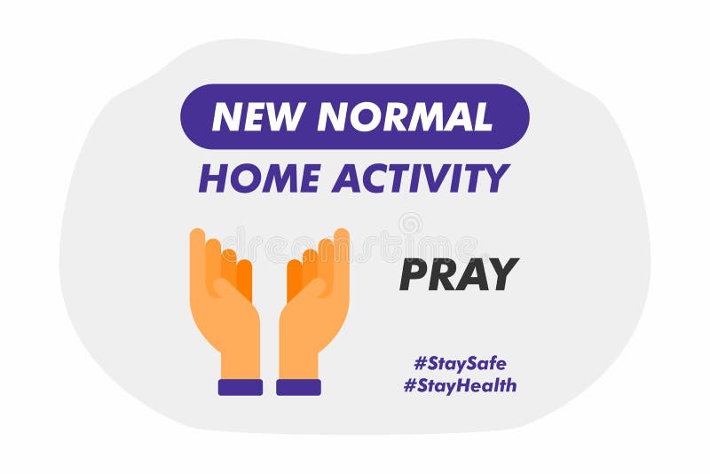 Pray at Home Icon Design, Quarantine Concept, Social Distancing To ...