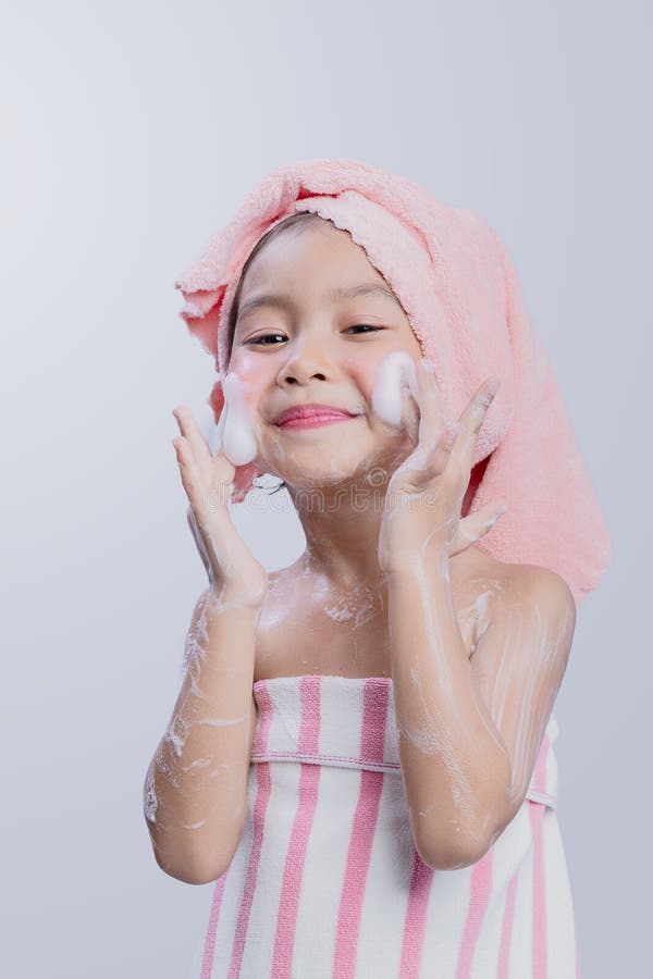 New Normal`a Little Girl is Taking a Bath in Happiness Stock Photo ...