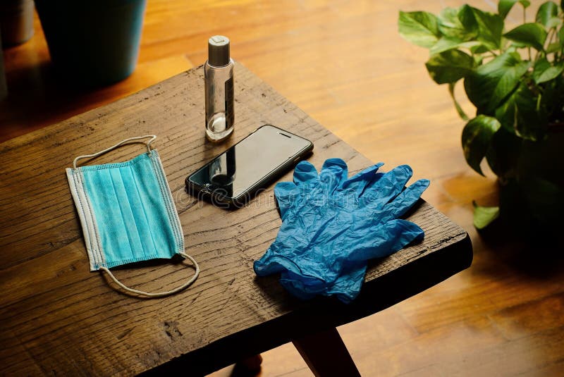 New Normal. Objects of Everyday Life after the Coronavirus. on Wooden ...