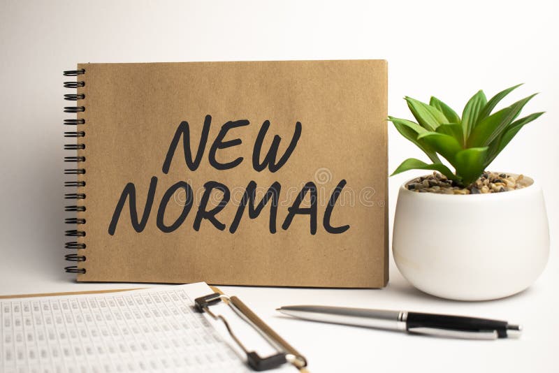 NEW NORMAL Paper Notepad on Office Work Place Stock Image - Image of ...