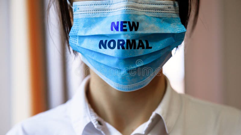 New Normal Text in Face Mask Stock Photo - Image of medical, infection ...