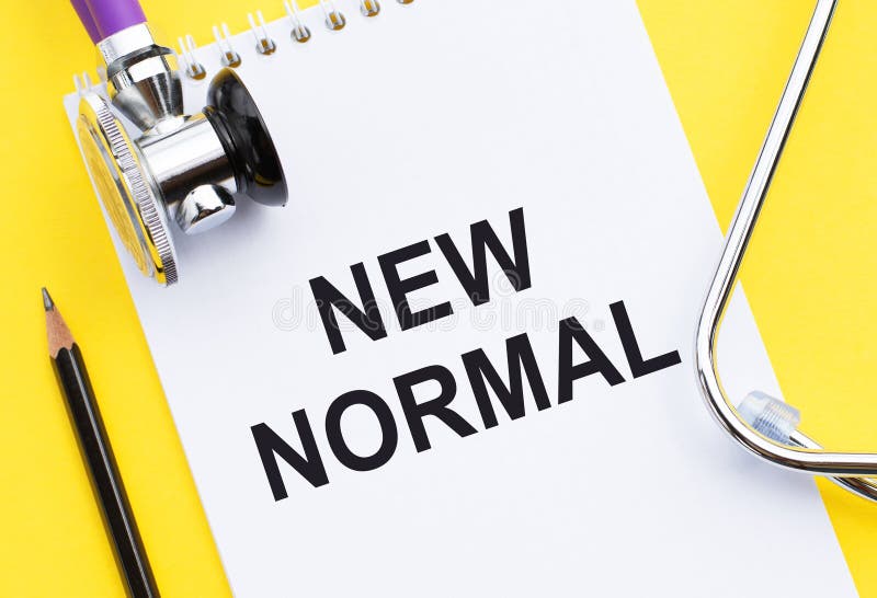 NEW NORMAL Writing Text in Medical Notebook Using Stethoscope. Concept ...