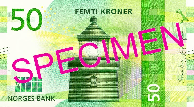 New 50 Norwegian Krone Banknote Obverse Stock Photo - Image of finance ...