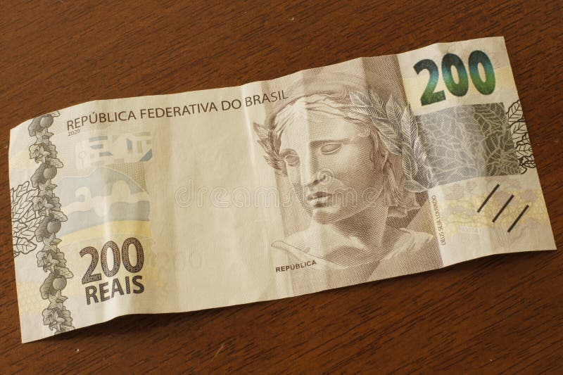 New Note of Two Hundred Brazilian Reais on a Table Stock Image - Image ...