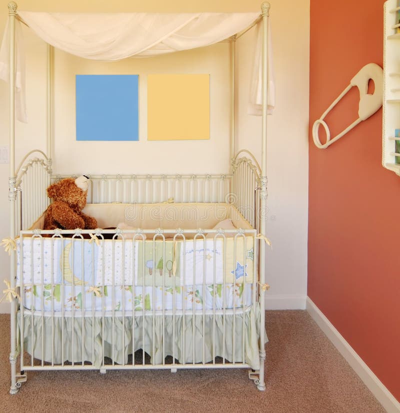 A Crib in a Baby Room Interior Stock Photo - Image of child, inside ...