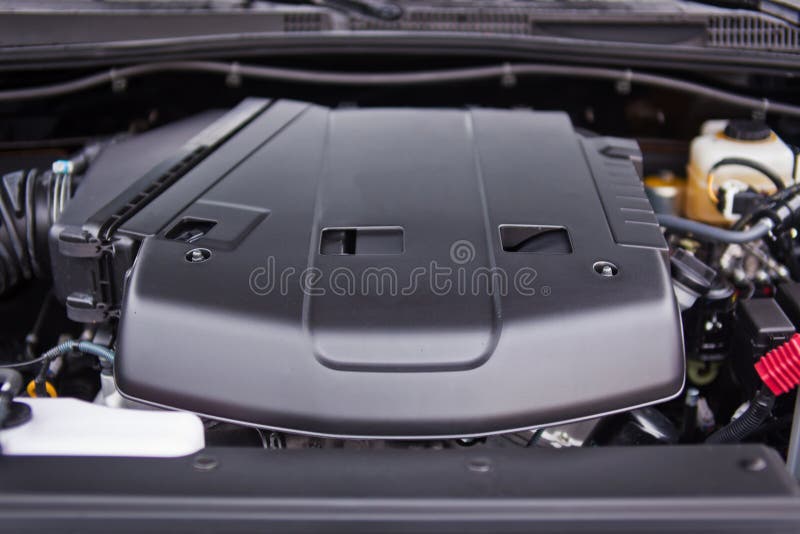 The New Off-road Vehicle`s Engine V8 is Covered with Plastic Stock ...